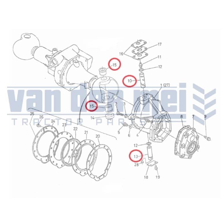 Pin and bushing set front axle Kubota B6000, B7000, ZB6000, ZB7000 ...