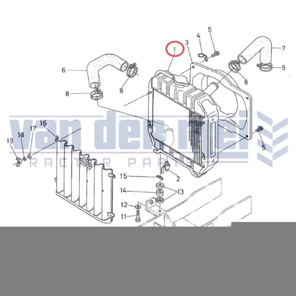 Radiator Kubota B1-10, B10, B4200, B5001, ZB | Mini-Tractor onderdelen ...
