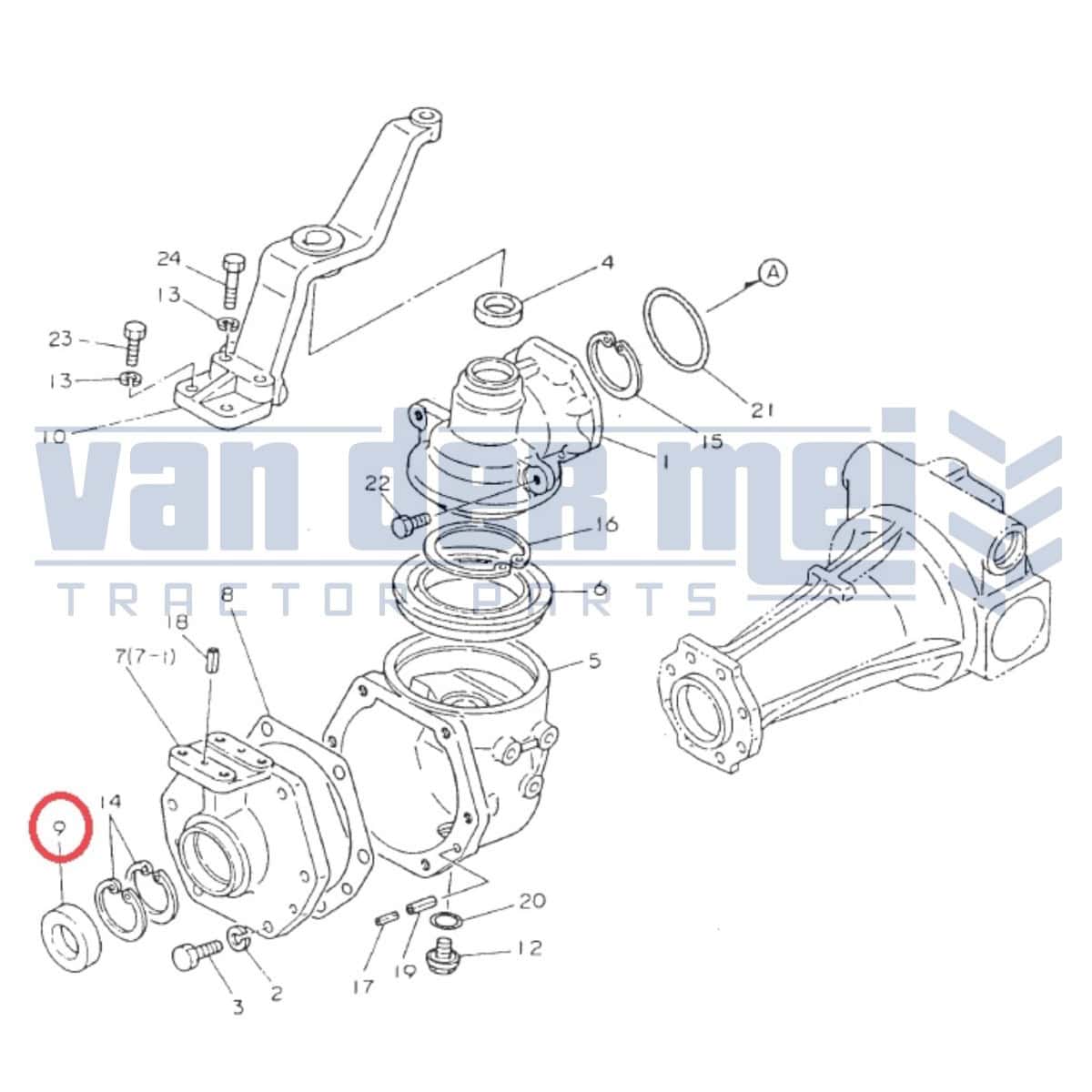 Seal front axle vertical Yanmar F, FX, YM (original) | Mini-Tractor ...