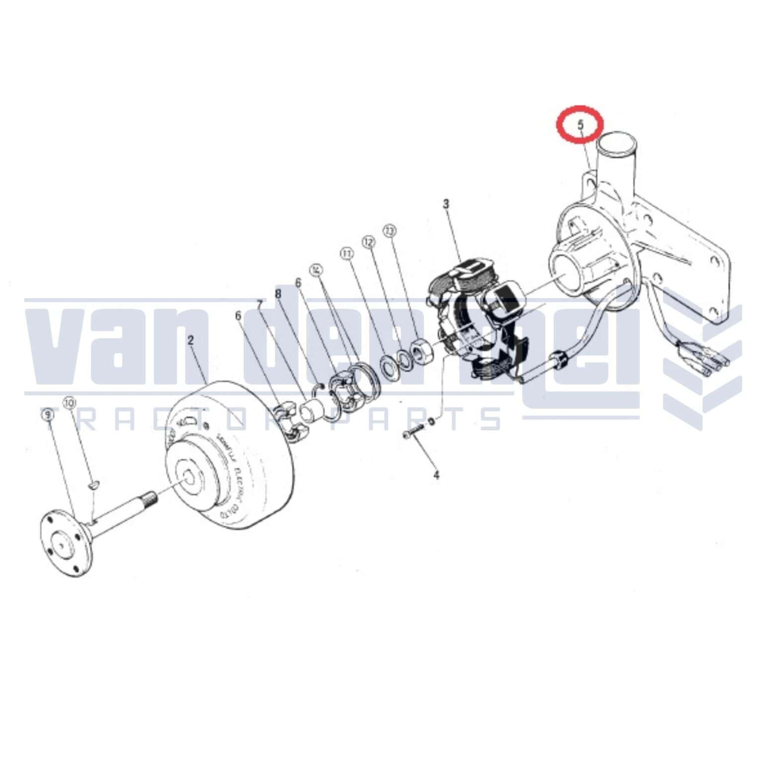 Dynamosteun Kubota B, ZB, XB1, D650, D750, D850, Z500 | Mini-Tractor onderdelen | Iseki-Kubota ...