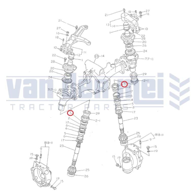 Keerring vooras horizontaal Yanmar F, FE, FF, FX, YM-series / Achteraskeerring Yanmar KE, GK ...